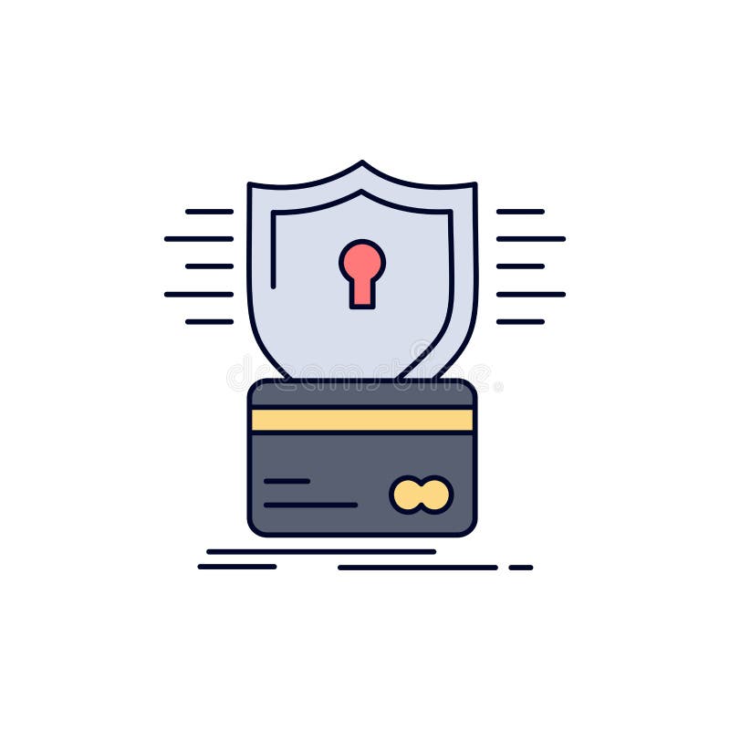 Security, Credit Card, Card, Hacking, Hack Flat Color Icon Vector Stock ...