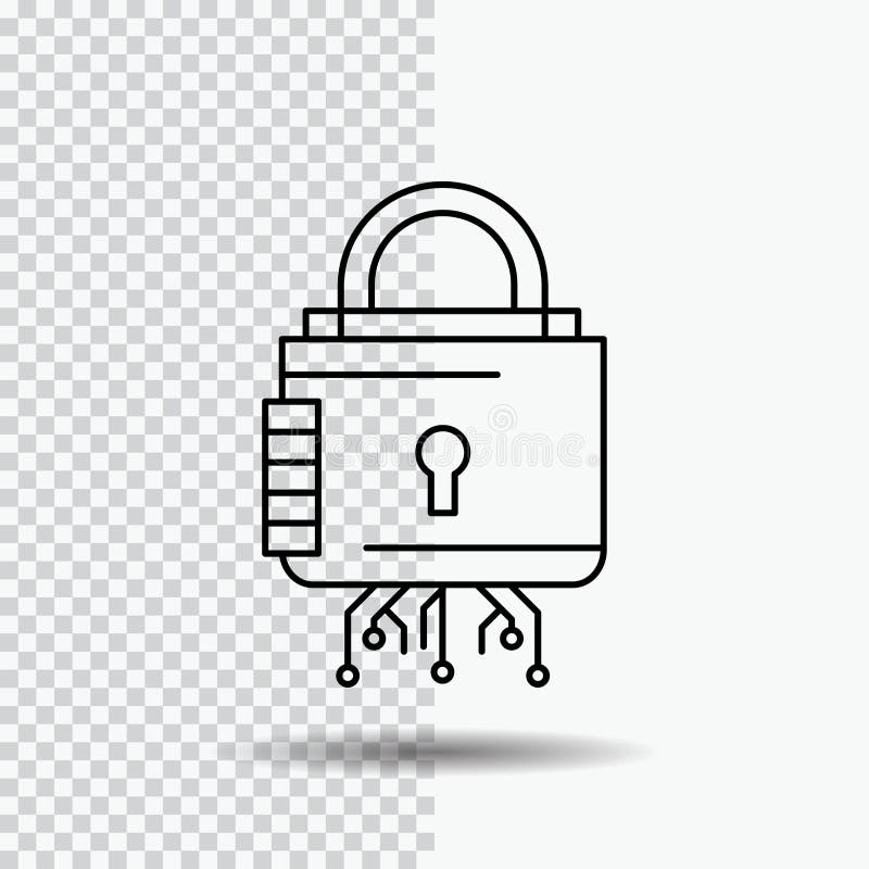 Security, Cyber, Lock, Protection, Secure Line Icon on Transparent ...
