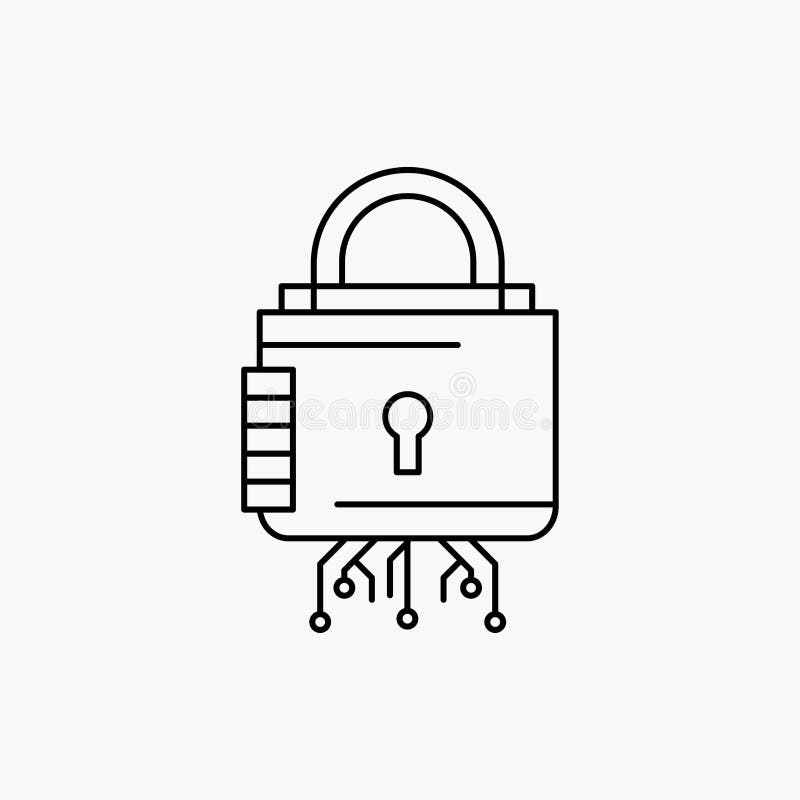 Security, Cyber, Lock, Protection, Secure Line Icon. Vector Isolated ...
