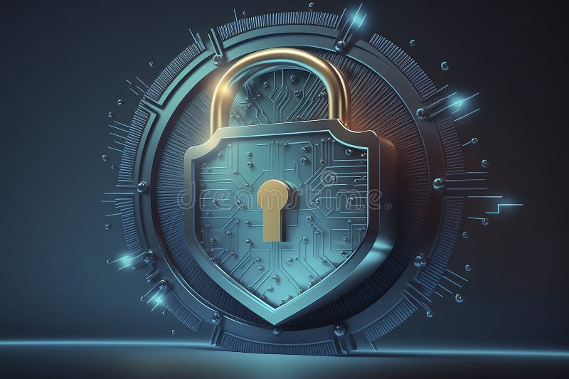 Security and Cybersecurity Concept Lock Symbol. Protection Against ...