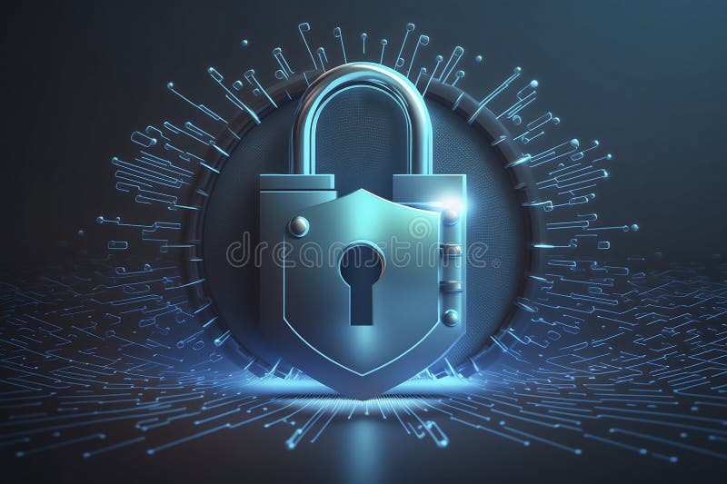 Security and Cybersecurity Concept Lock Symbol. Protection Against ...