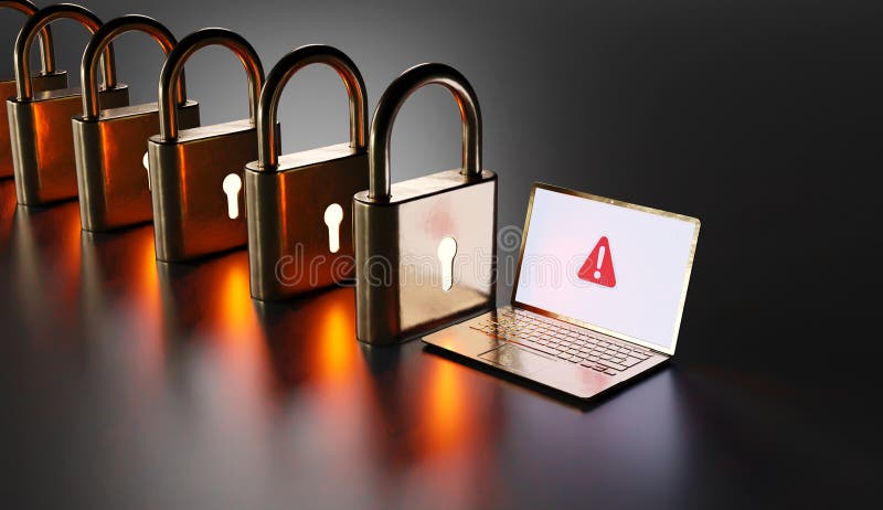 Security and Data Protection Concept, 3D Render Stock Illustration ...