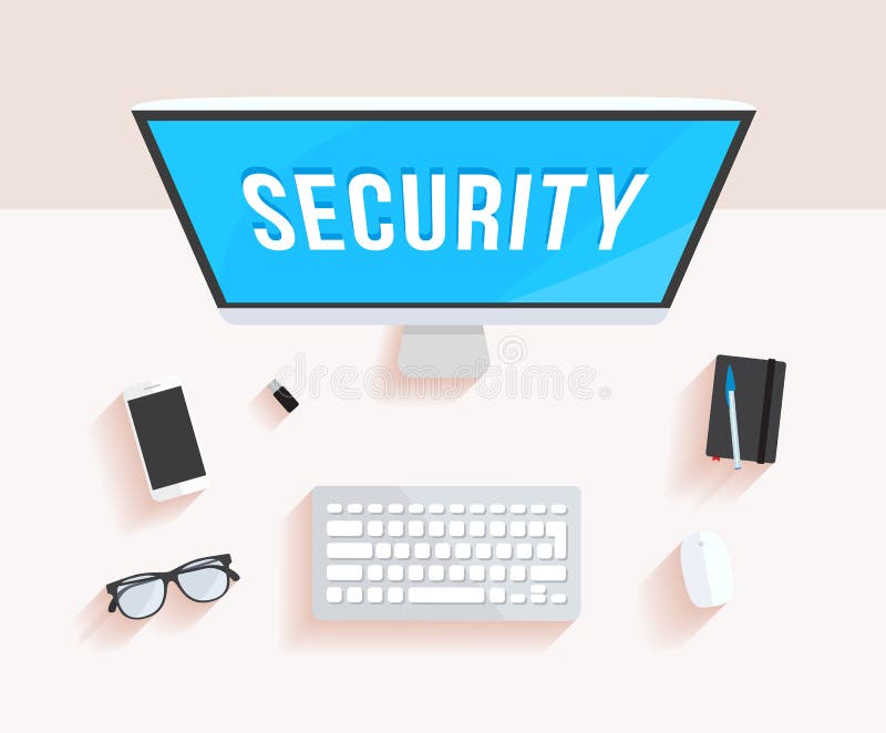 Security Desktop Computer stock vector. Illustration of lock - 202618670