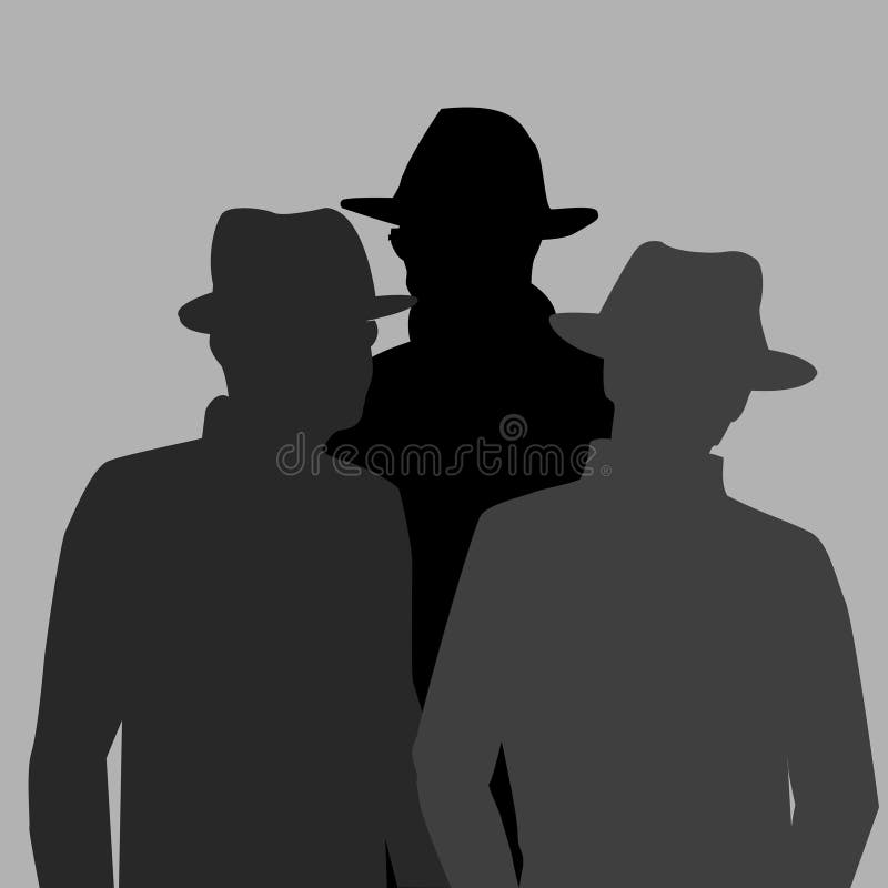 Security, Detective Privacy Concept with Silhouettes of Three Men ...