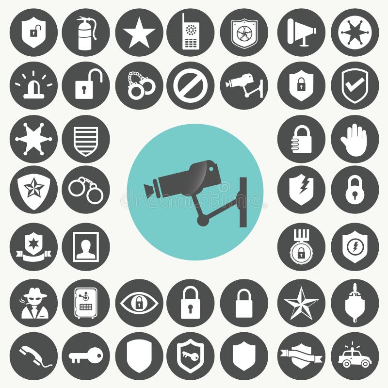 Security Device Simple Icons Stock Vector - Illustration of print, home ...
