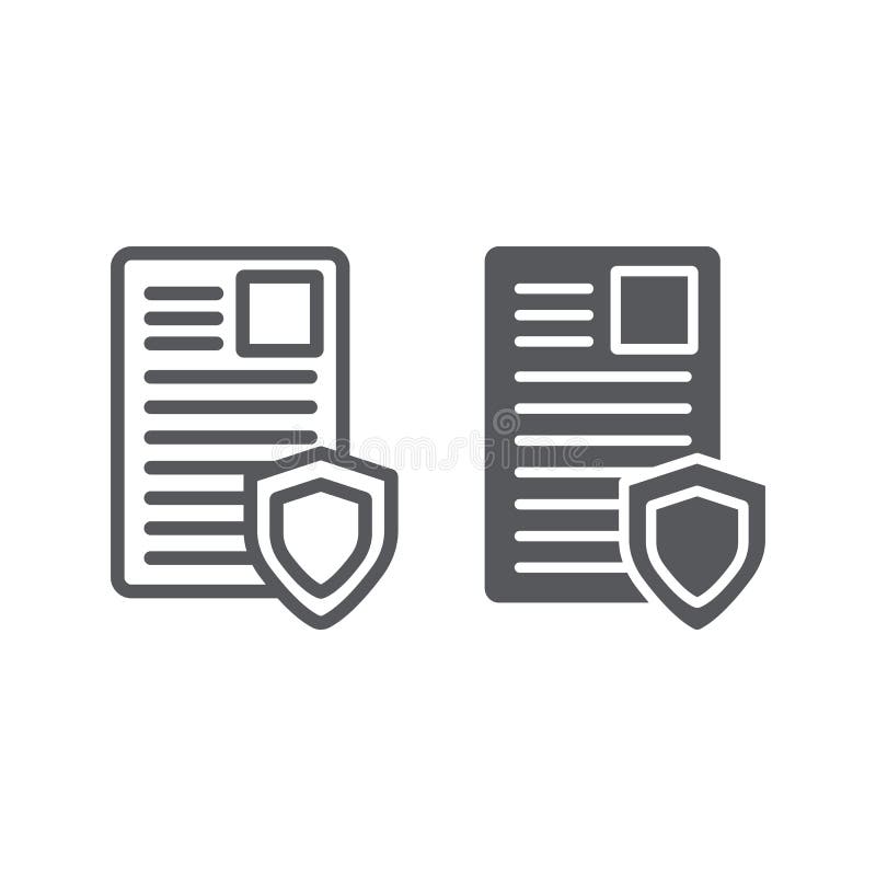 Security Document Line and Glyph Icon, Privacy and Paper, List with ...