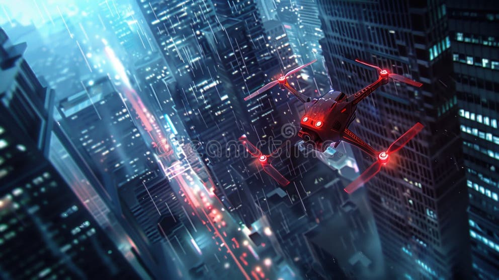 Security Drone in Motion Records Explosion in Active War Zone Stock ...