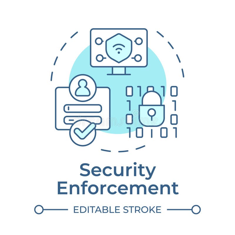Security Enforcement Soft Blue Concept Icon Stock Illustration ...