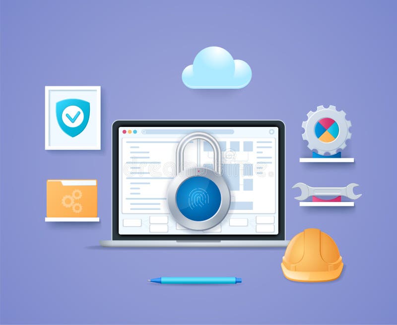 Security Engineering Design Template in 3D Style Stock Vector ...