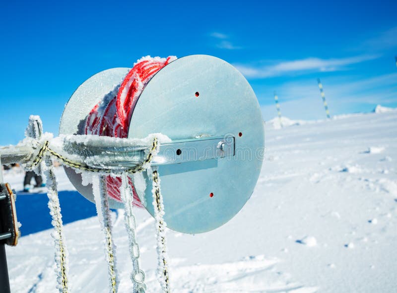 Security Equipment Boundary Ropes Spool with Chains at Mountains Stock ...