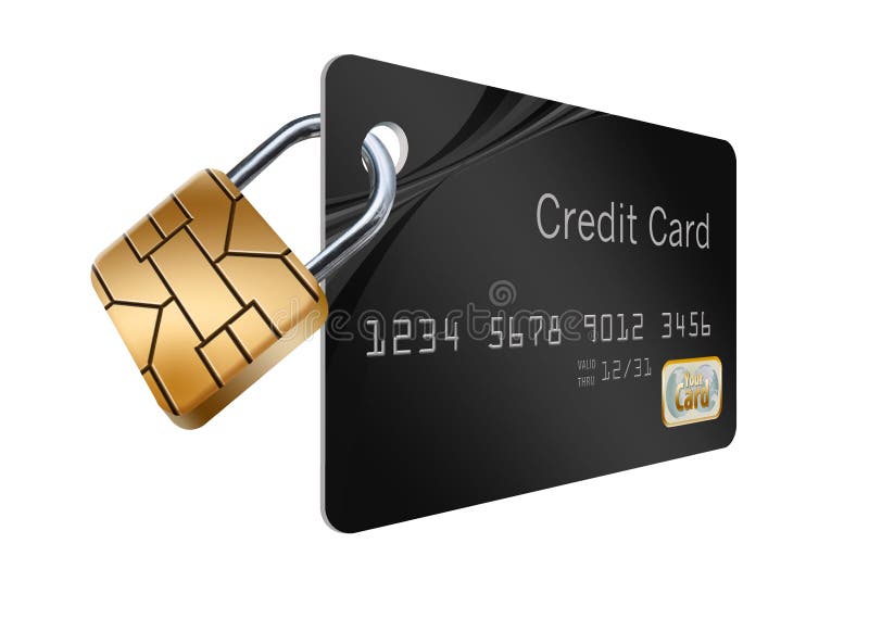 A Security EVM Chip is Shown As a Padlock on a Credit Card. Stock ...