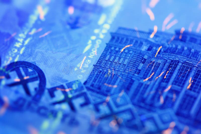 Security Features on Banknote in UV Light Protection Stock Image ...