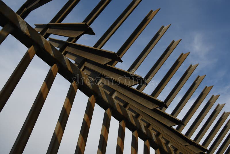 Security Fence of Steel with Long Steel Bars Stock Image - Image of ...