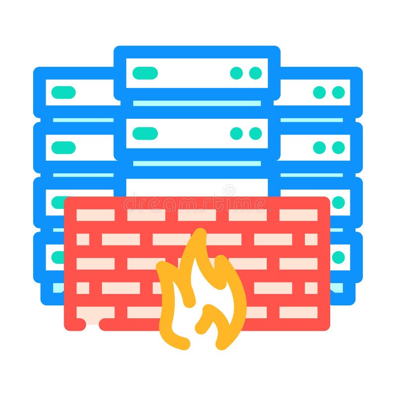 Security Firewall Data Center Color Icon Vector Illustration Stock ...