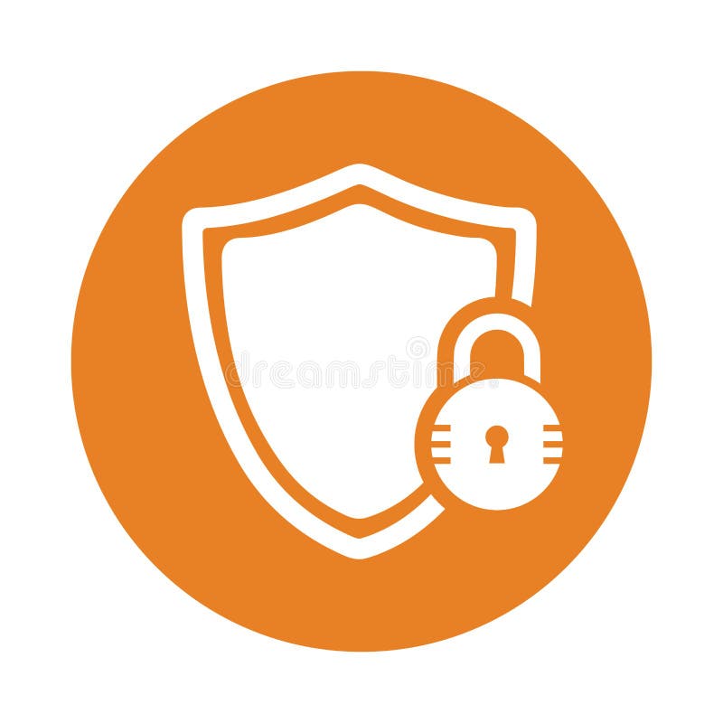 Security, Firewall, Safety, Lock Icon. Orange Vector Sketch. Stock ...