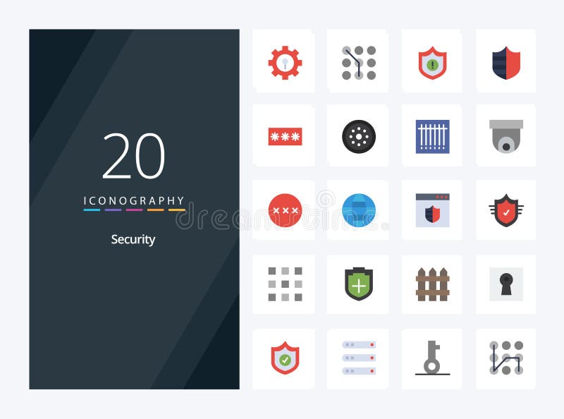 20 Security Flat Color Icon for Presentation Stock Vector ...