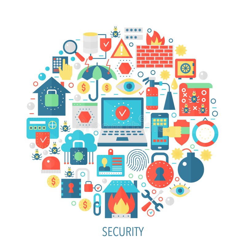 Security Flat Infographics Icons in Circle - Color Concept Illustration ...