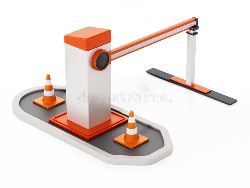Security Gate with Closed Barrier. 3D Illustration Stock Illustration ...