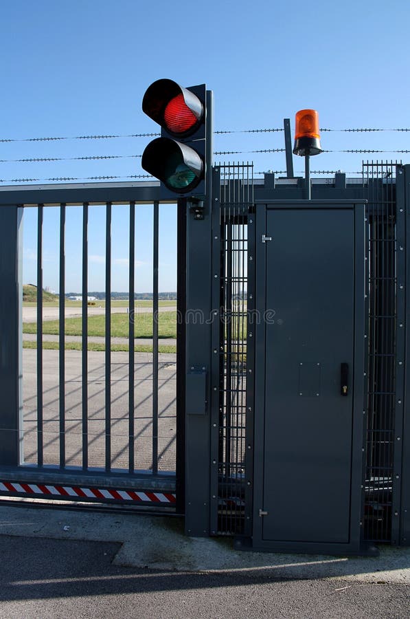 Security Gate with Red Light Stock Photo - Image of modern, home: 28467378