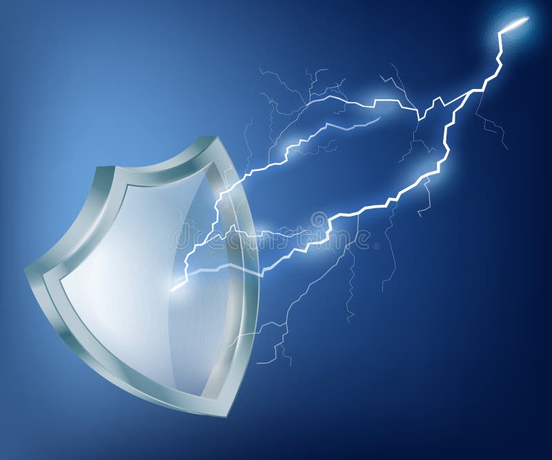 Security Glass Shield Reflects of Lightning with Sparkles a Vector ...