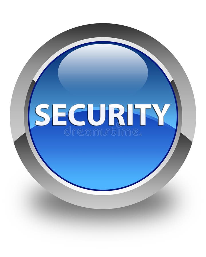 Security Glossy Blue Round Button Stock Illustration - Illustration of ...