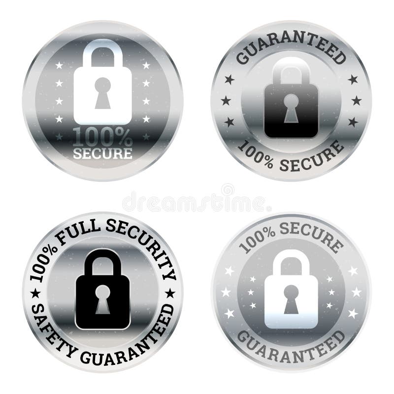 Security Guarantee Label Icons Stock Illustration - Illustration of ...