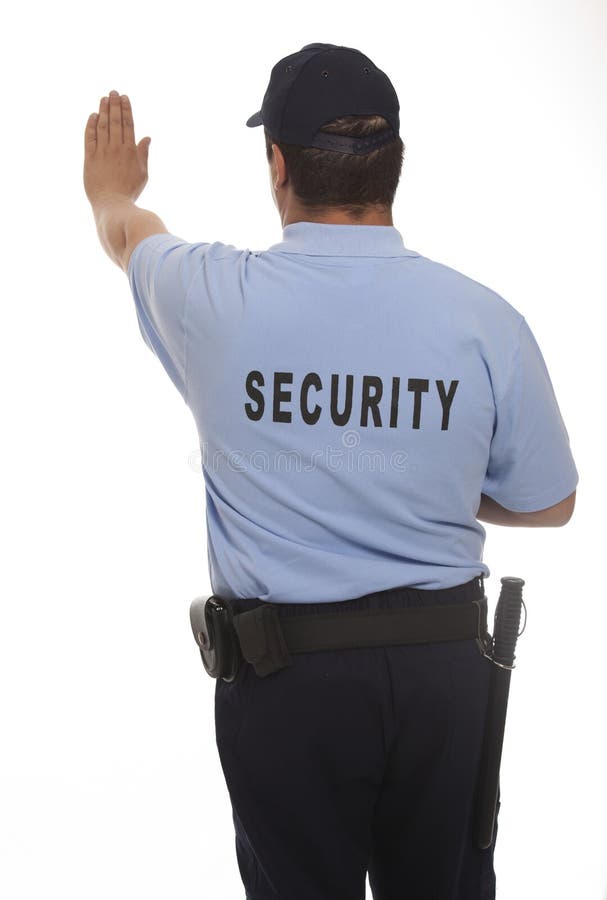Three Security Guards with Thumbs Up Sign, Isolated on White Stock ...