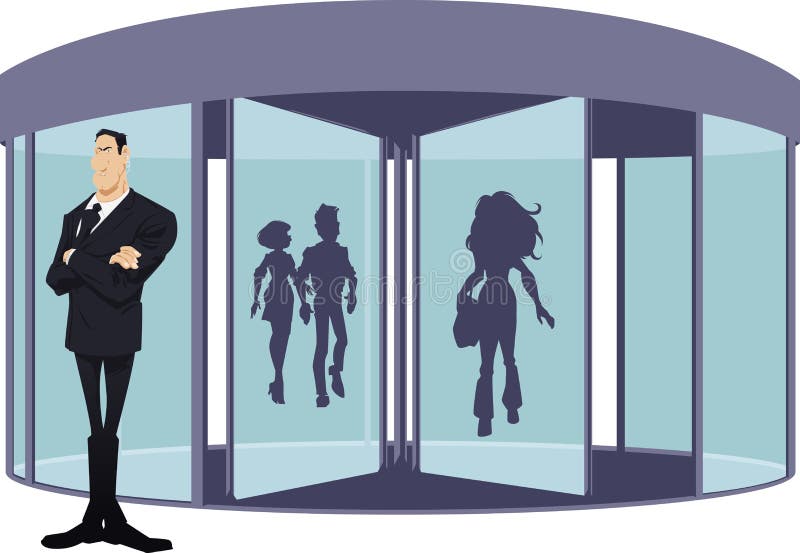 Security Guard or Bouncer Working at Door Stock Vector - Illustration ...