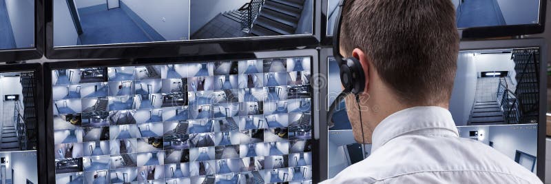 Security Guard CCTV Footage Stock Photo - Image of data, operator ...