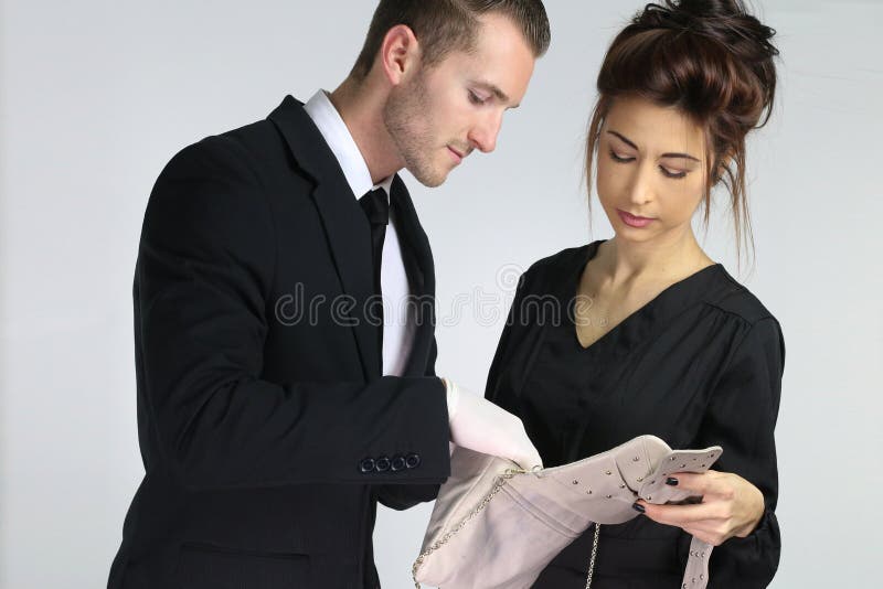 Security Guard Checking Bag of a Woman Stock Photo - Image of check ...