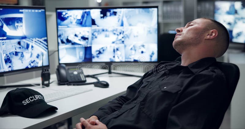 Security Guard, Computer Screen and Tired by Cctv Monitor for ... Security Guard, Computer Screen and Tired by Cctv Monitor for ...