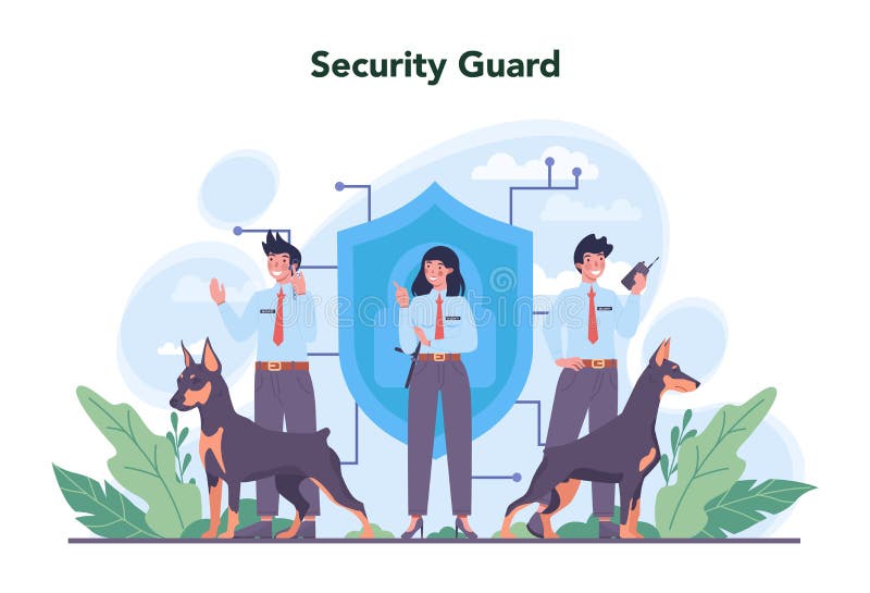 Security Guard Web Banner or Landing Page Set. Surveillance and ...