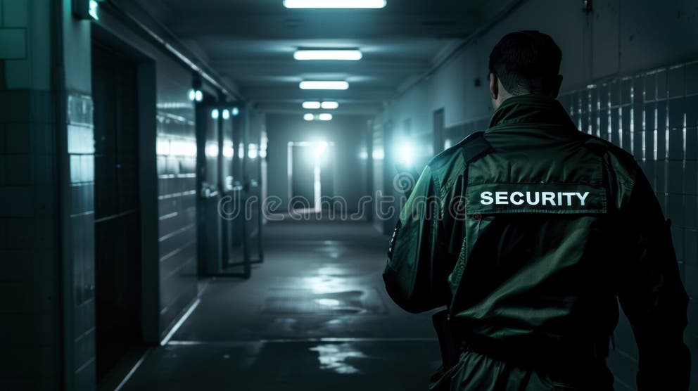 The Security Guard in Corridor. AI Generated Stock Illustration ...