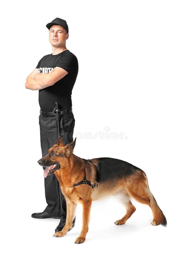 Security guard with dog stock image. Image of business - 107895997