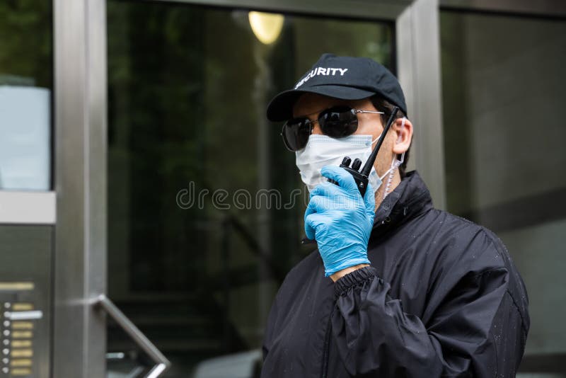 Security Guard in Face Mask Stock Image - Image of defense, covid ...