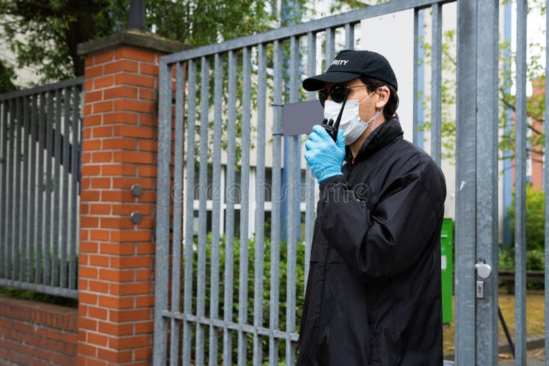 Security Guard in Face Mask Stock Photo - Image of policeman, secure ...