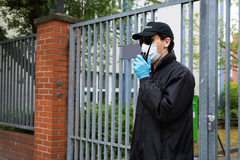 Security Guard in Face Mask Stock Photo - Image of policeman, secure ...