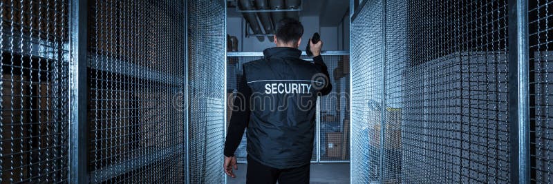 Security Guard with Flashlight at Night Stock Image - Image of watch ...