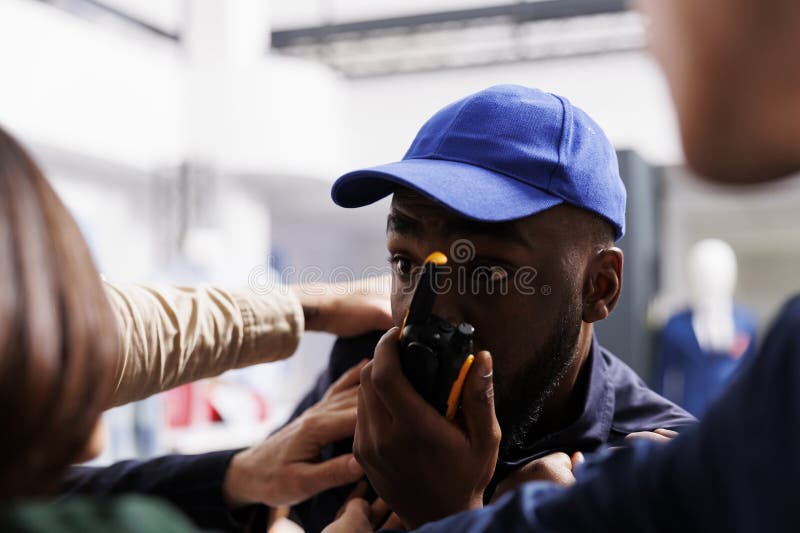 Security Guard Has Crowd Control Problem Stock Image - Image of safety ...