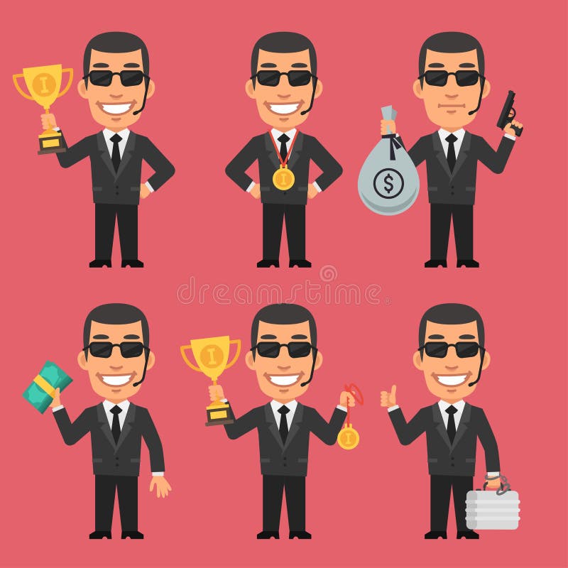 Security Guard Holding Cup Medal and Money Stock Vector - Illustration ...