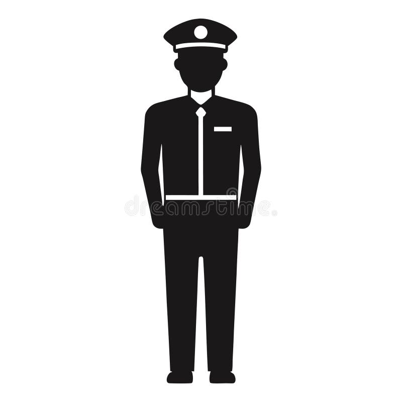 Security Guard Icon: Black Silhouette Vector Illustration Stock Vector ...