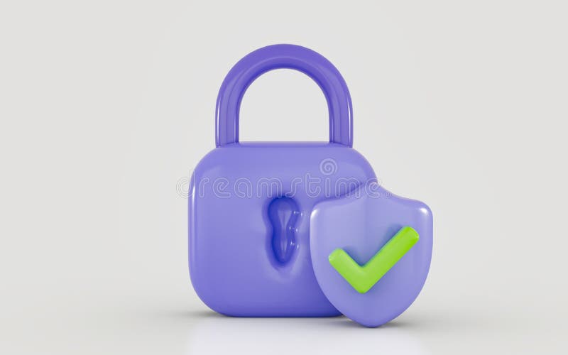 Security Guard Lock Shield Checkmark Icon 3d Render Concept Stock ...