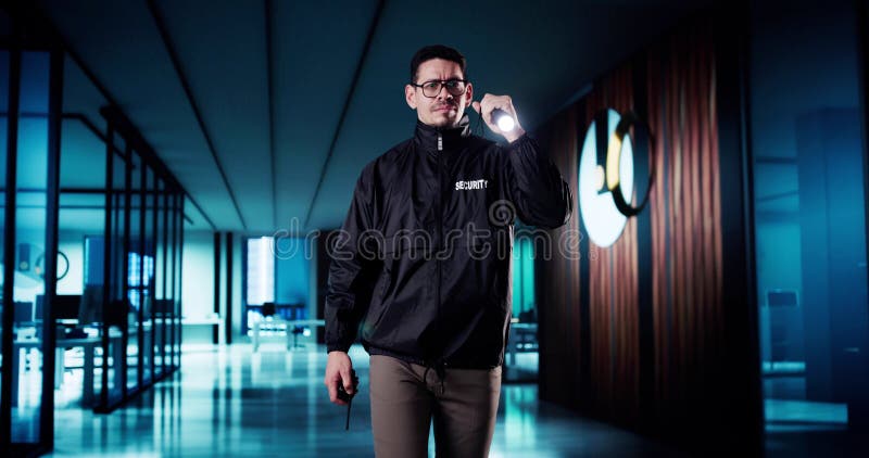 Security Guard Man with Flashlight Stock Image - Image of hispanic ...