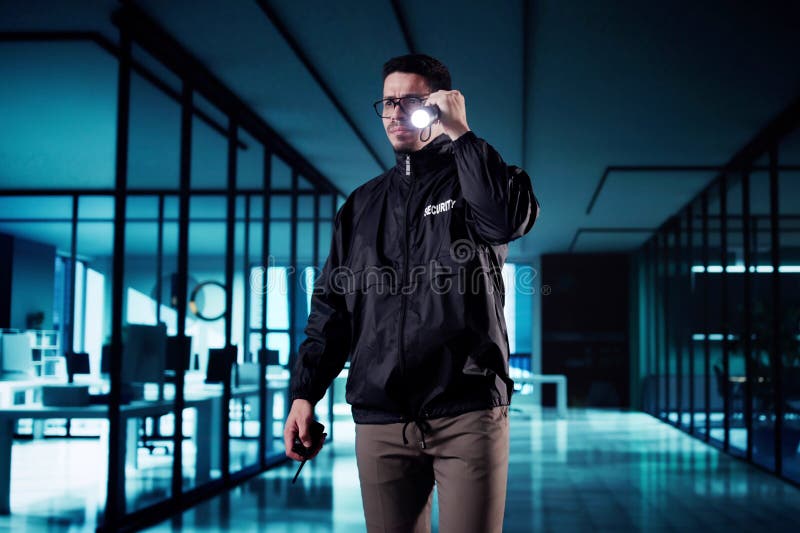 Security Guard Man with Flashlight Stock Image - Image of latino ...