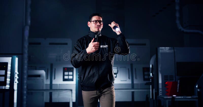 Security Guard Man with Flashlight Stock Photo - Image of industrial ...