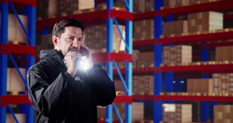 Security Guard Man at Night Stock Photo - Image of lighting, officer ...