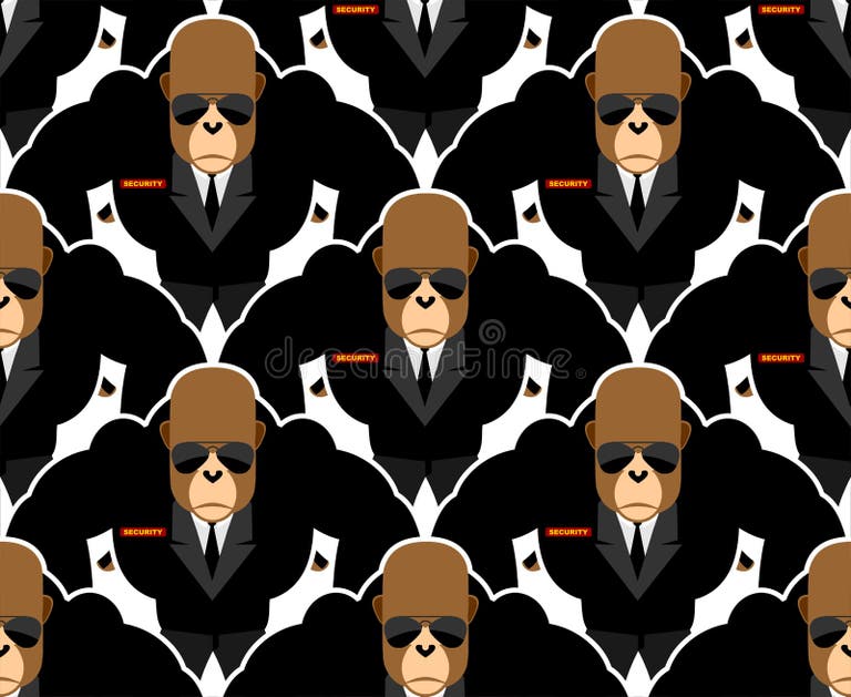Security Guard Monkey Seamless Pattern. Bodyguards Gorilla Vecto Stock ...