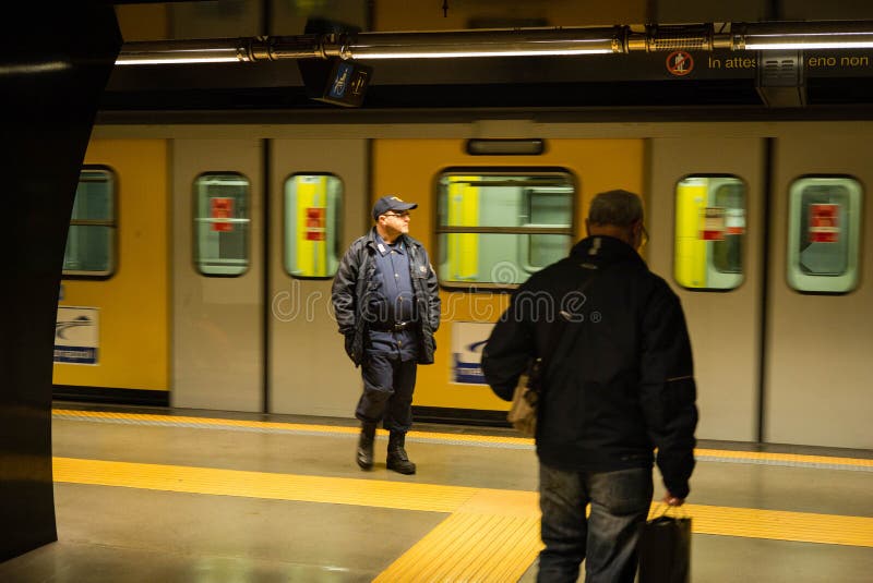 Security Guard and Passenger, Train Station, Naples, Italy Editorial ...