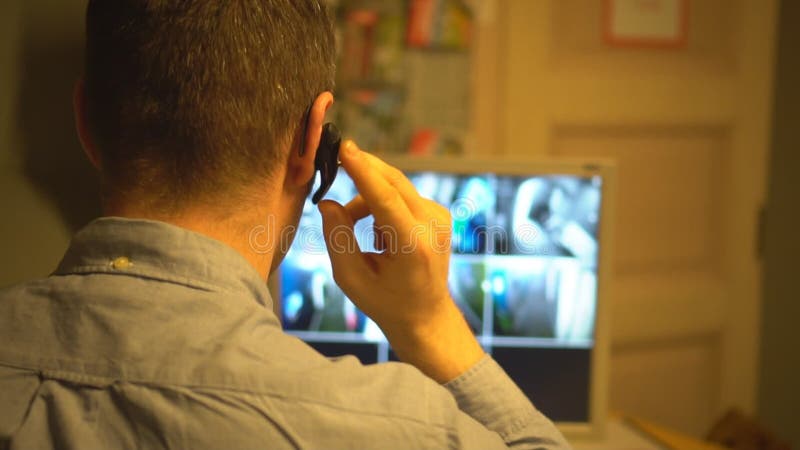 Man, Security Guard or Control Room with Surveillance for Safety ...