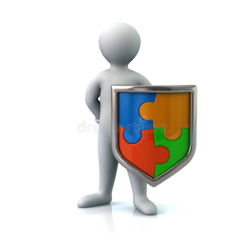 Security guard with shield stock illustration. Illustration of defend ...